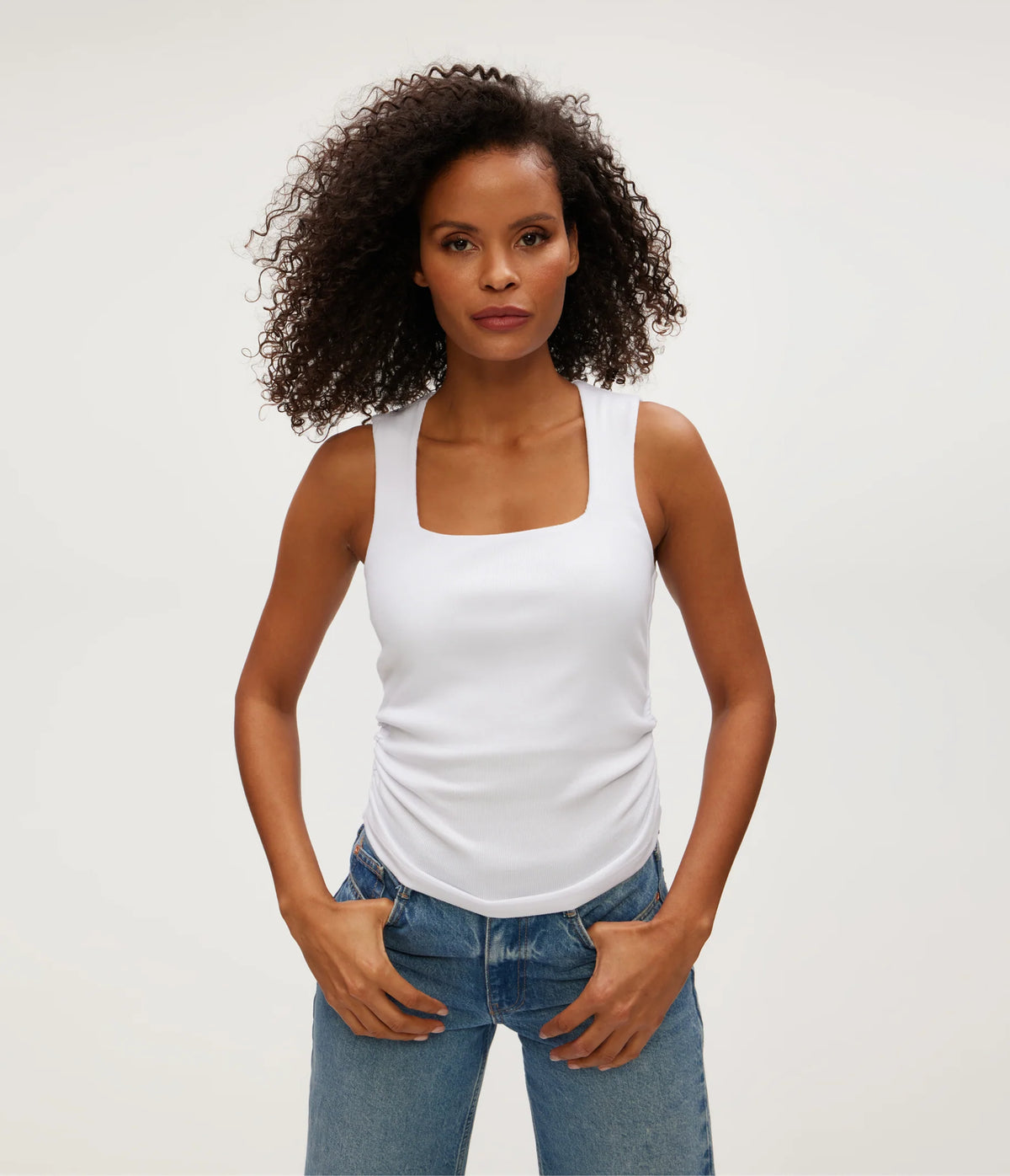 MARIBEL SQUARE NECK TANK | WHITE– Slate