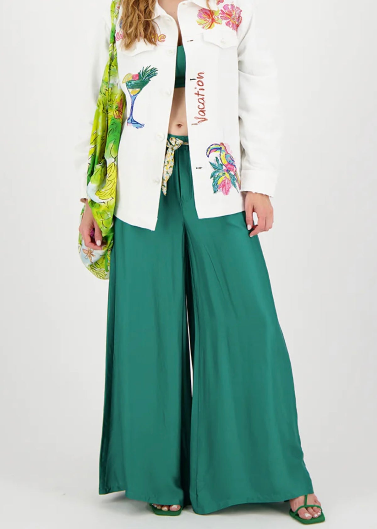 ANNIE WIDE LEG PANTS | GREEN– Slate