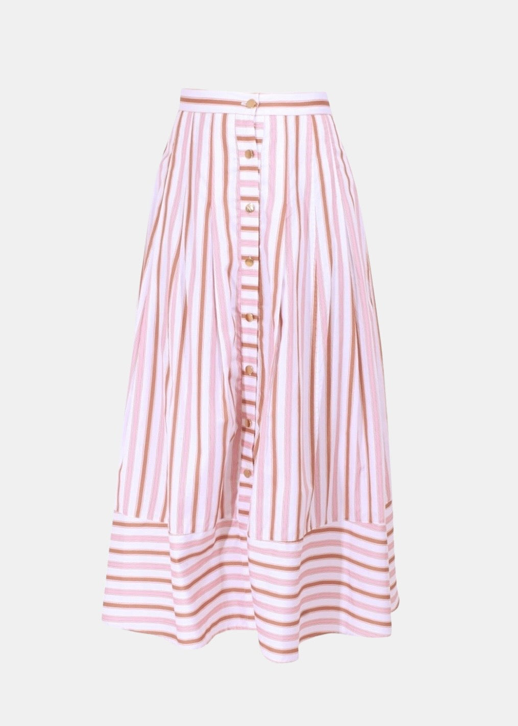 SPENCER STRIPED MIDI SKIRT– Slate