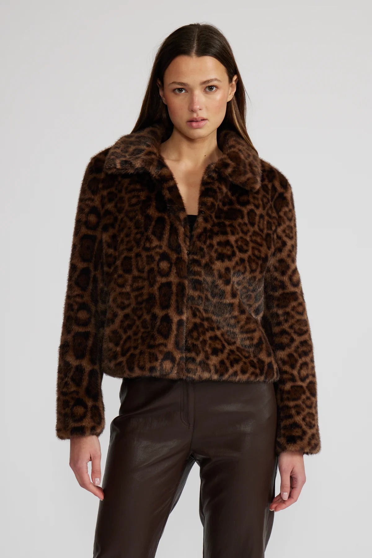 BAMBI FAUX FUR JACKET | LEOPARD– Slate